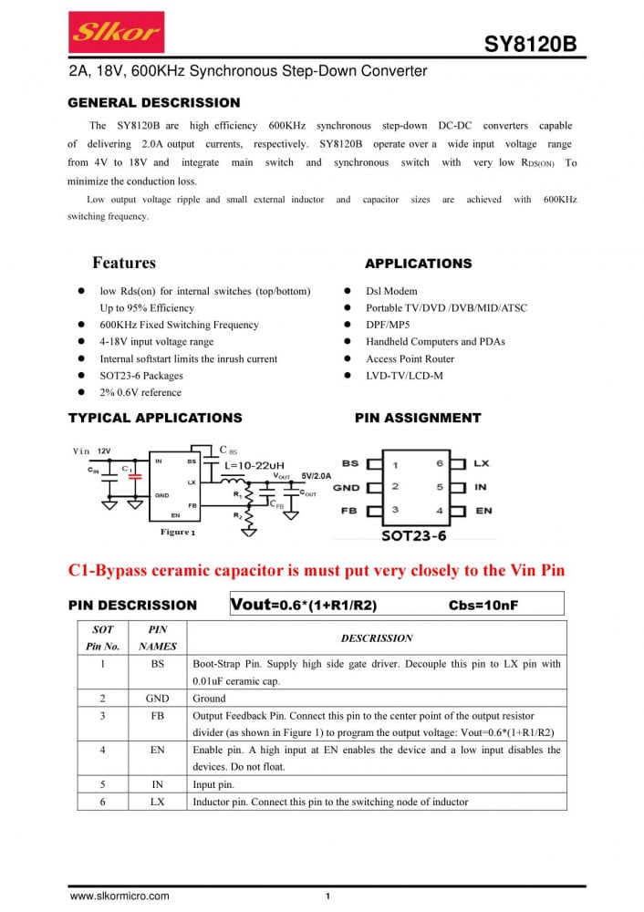 SY8120B datasheet page 1