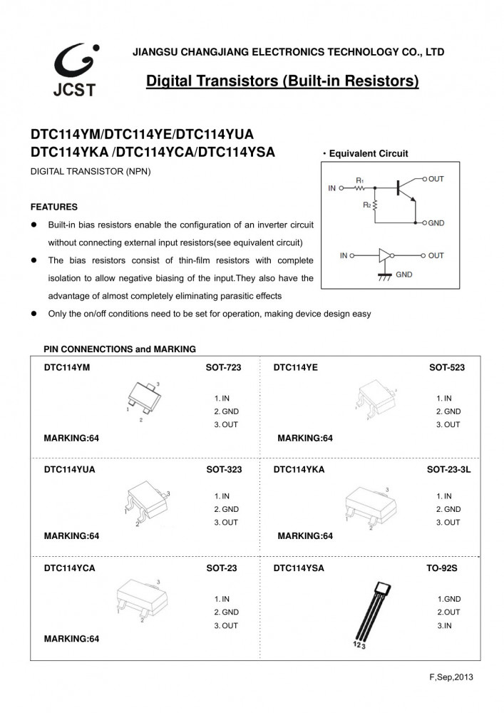 DTC114YUA datasheet page 1