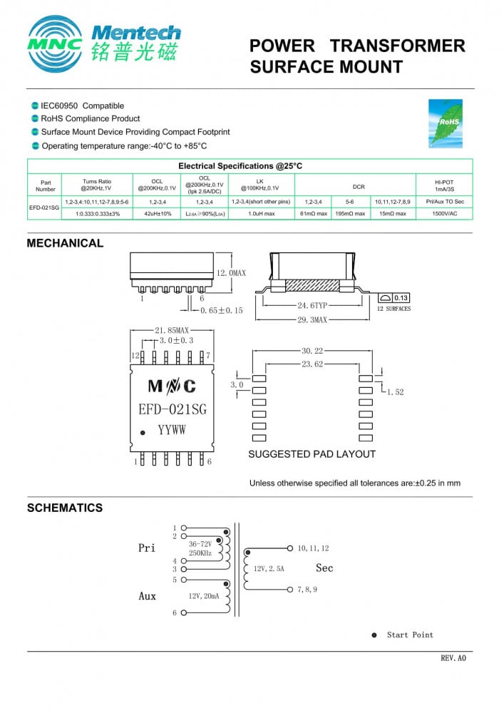 EFD-021SG technical drawing and specification preview
