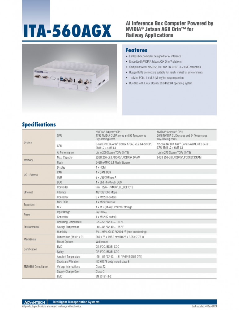 ITA-560AGX product documentation page 1