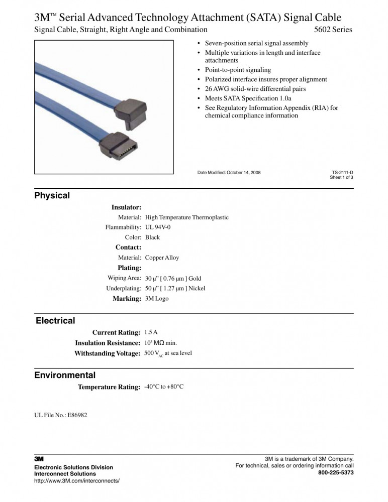 3M 5602 series technical document sheet 1