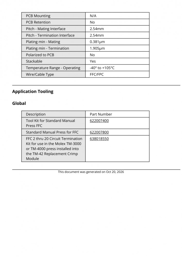 Product document page 3 for MOLEX 15475050