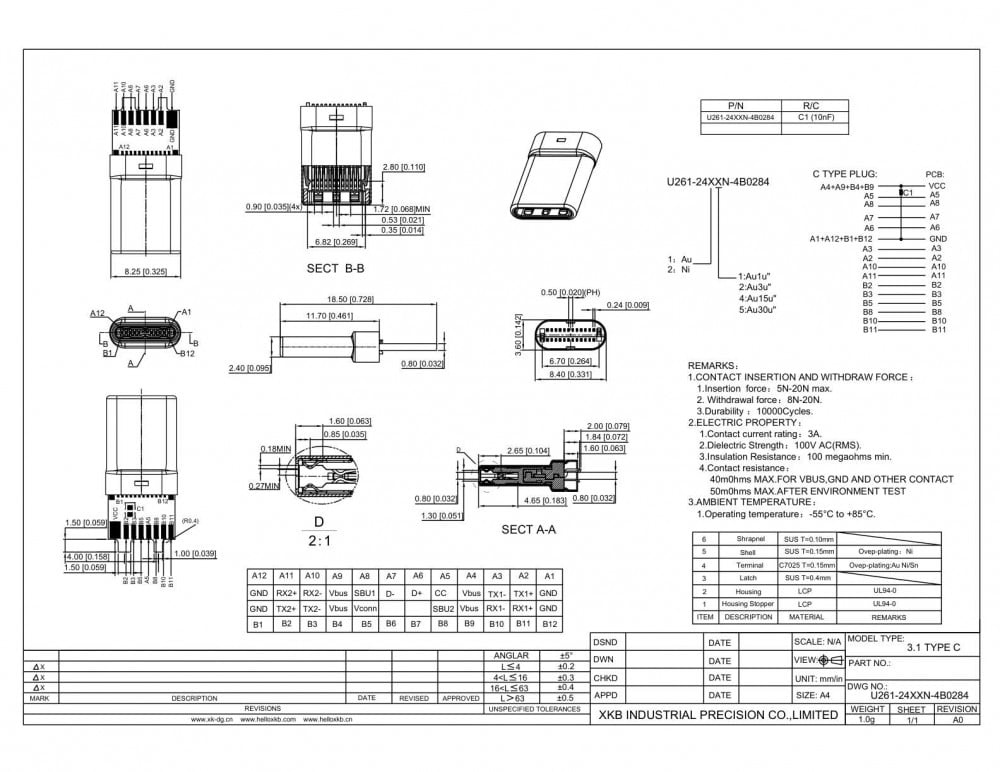 U261-2422N-4B0284 technical drawing