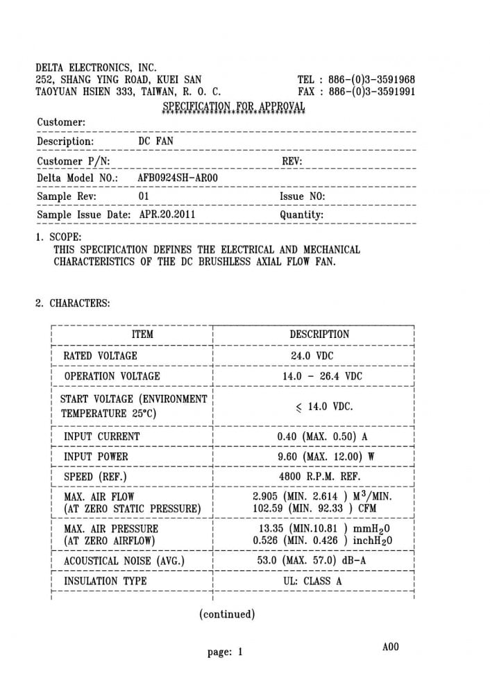 AFB0924SH-AR00 specification page 2