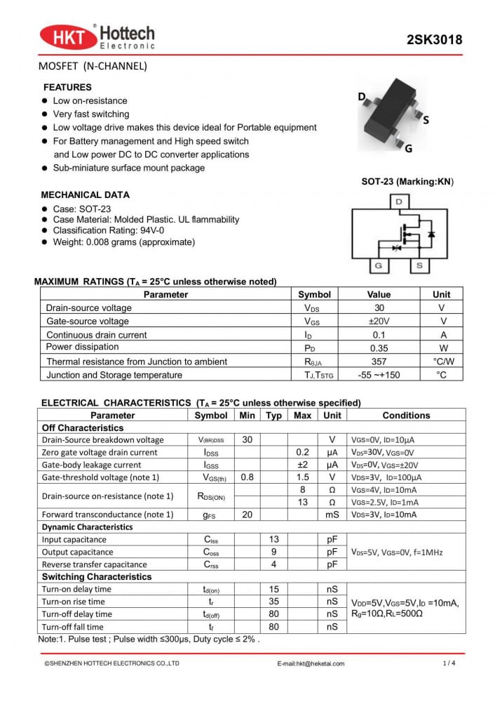 2SK3018 datasheet page 1