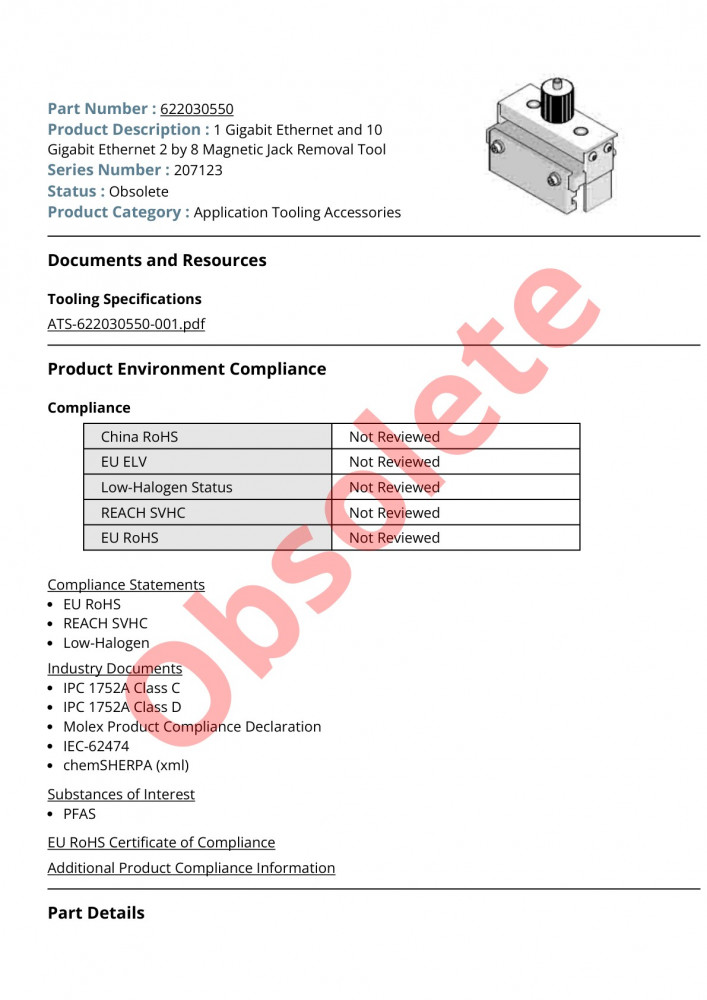 Tooling document preview, page 1