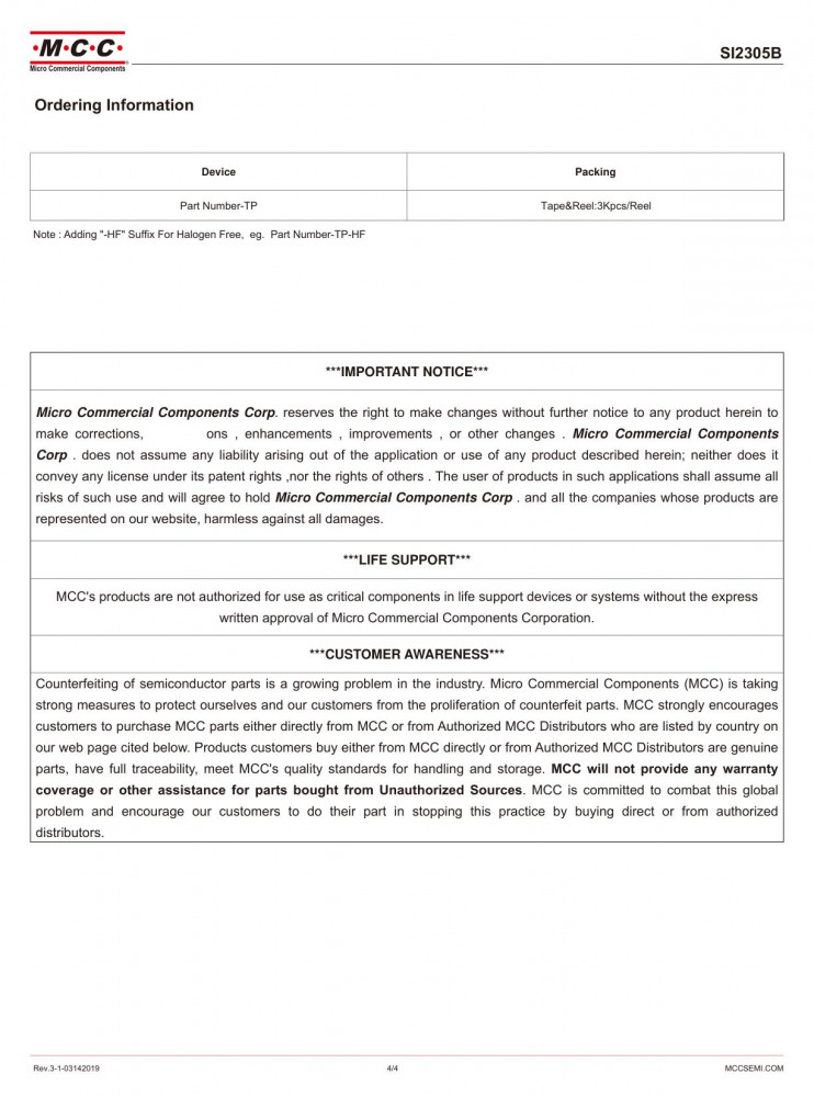 SI2305B-TP datasheet page 4