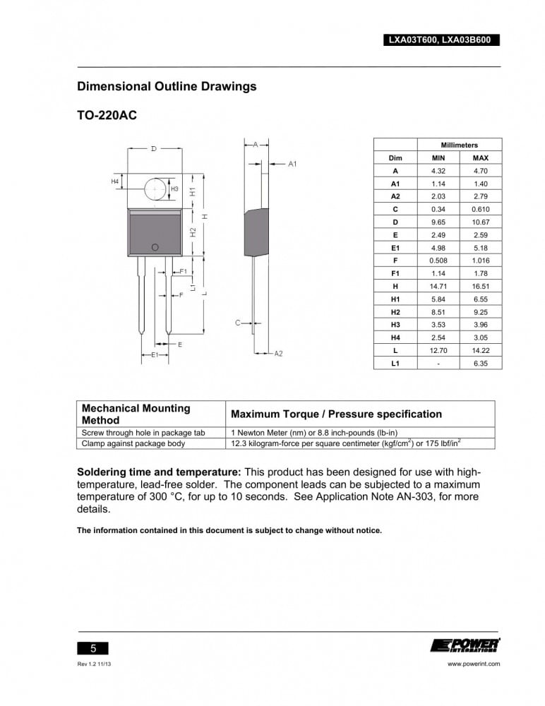 LXA03B600 datasheet page 5