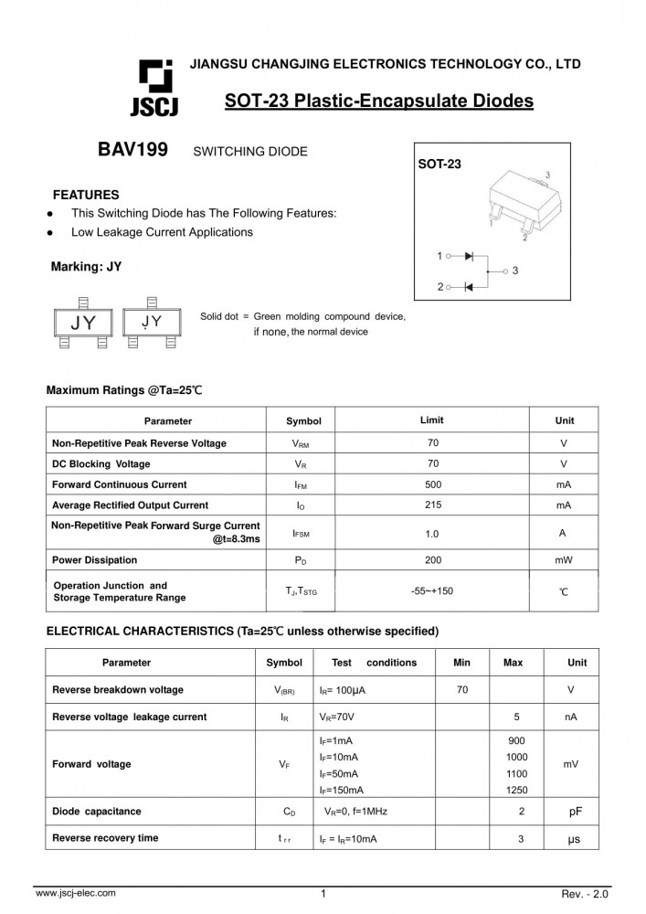 BAV199 datasheet page 1