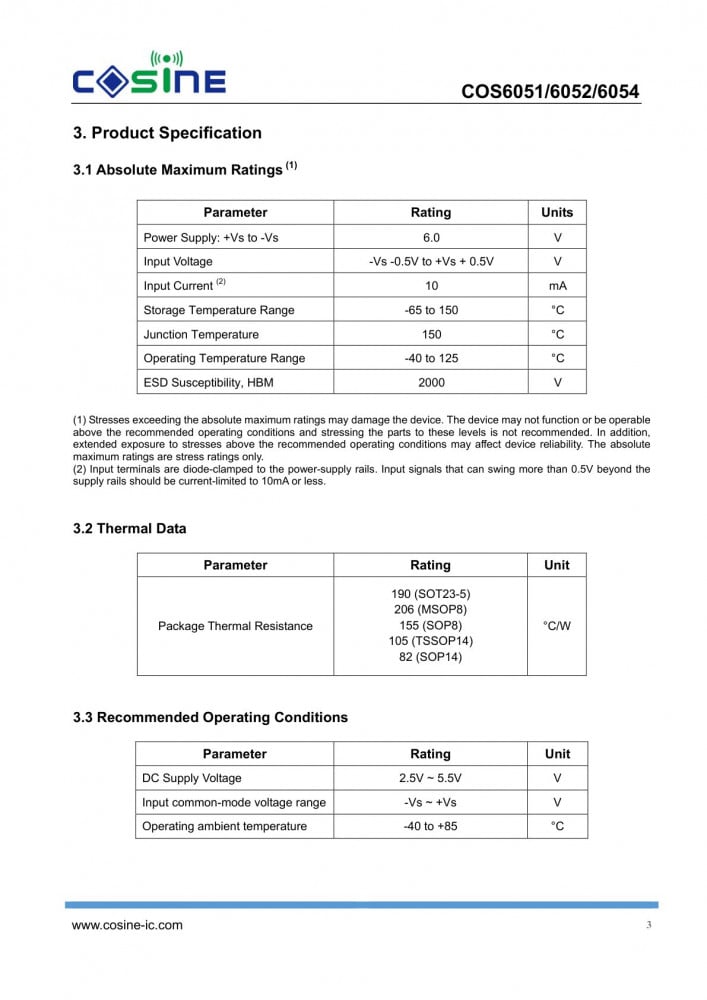 COS6054SR datasheet page 3