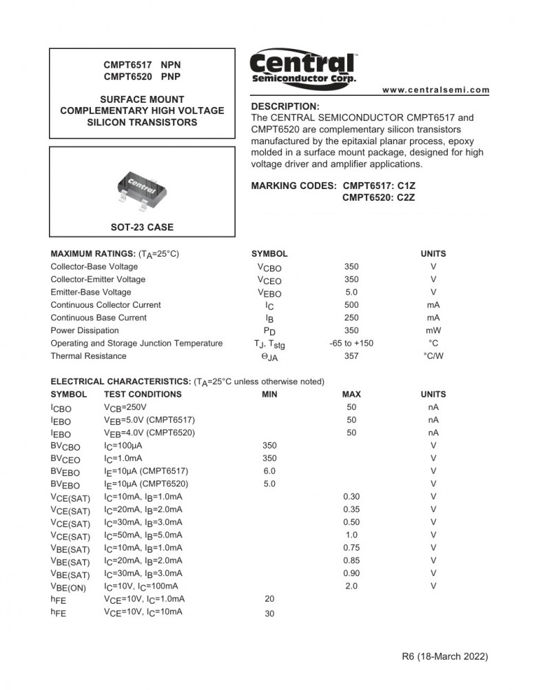 CMPT6517 and CMPT6520 product specification page