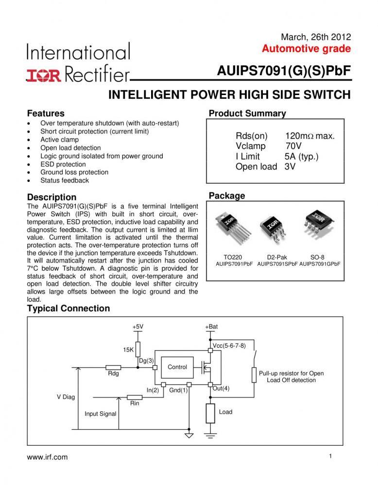 AUIPS7091GTR datasheet page 1