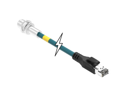 Micro-Change (M12) Double-Ended Cordset, 4 Poles, D-Coded, Male (90°) to Male (90°), 24 AWG, Teal TPU Cable, 3.0m (9.84') Length