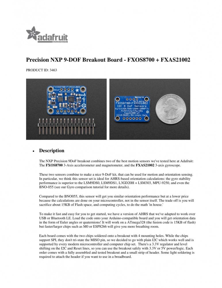 Product technical document page 1