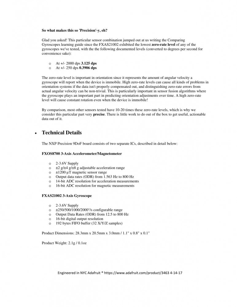 Product technical document page 2