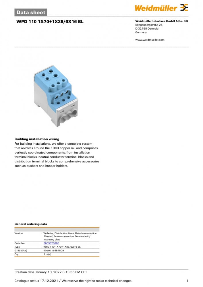 2603820000 technical document page 1