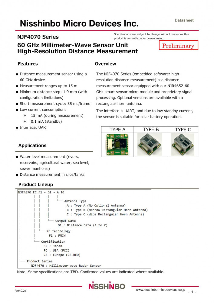 NJF4070 datasheet page 1