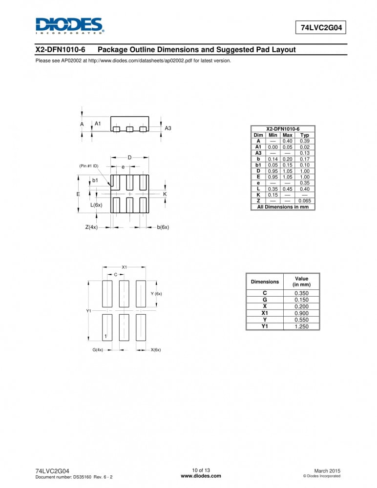 74LVC2G04W6-7 datasheet page 10
