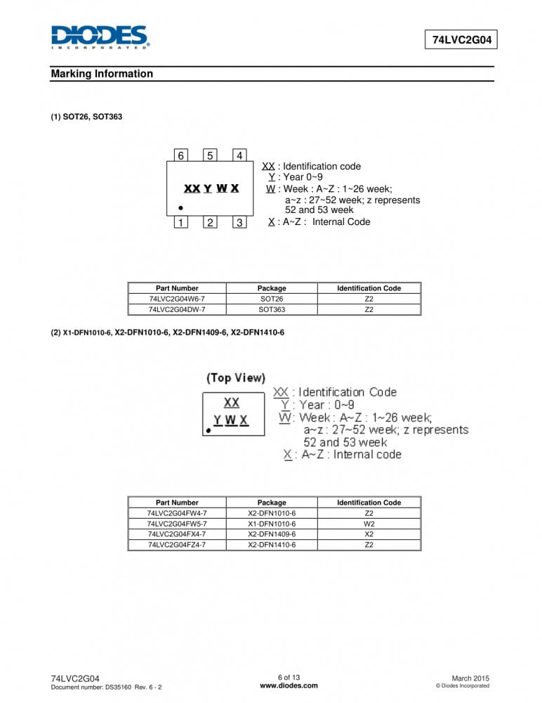 74LVC2G04W6-7 datasheet page 6