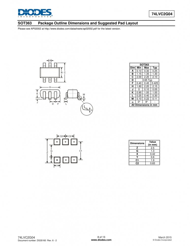 74LVC2G04W6-7 datasheet page 8