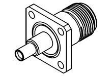 N Jack, Straight, 4-Hole Flange Mount, with O-Ring, Brass Body, Nickel (Ni) Plated, Candlestick Contact, 11.00mm Length, Tray, 50 Ohms