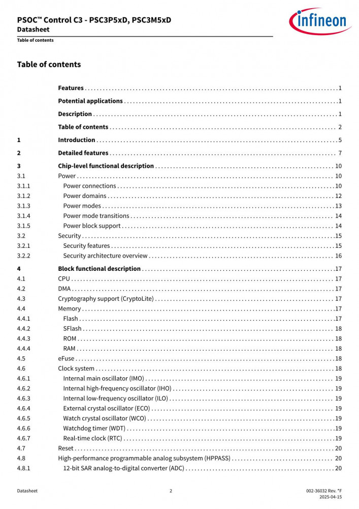 Infineon PSC3M5FDS2ACQ1XQLA1 document page 2