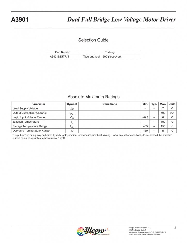 A3901 datasheet page 2