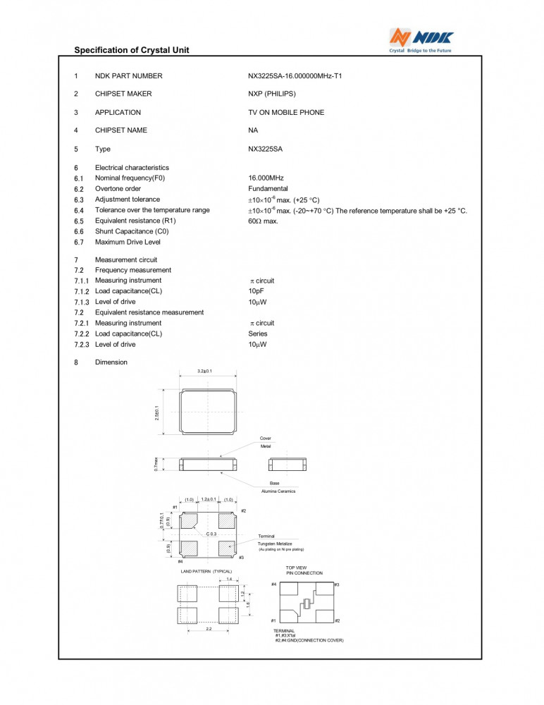 NX3225SA-16.000000MHZ-T1 technical document preview