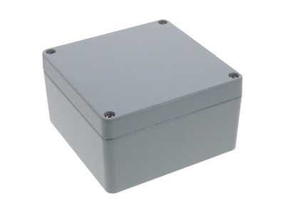 Enclosure, Die-cast Aluminum, S-8100 Series, without External Mounting Flanges, 175 x 80 x 80mm Outside Dimensions, Grey RAL 7001