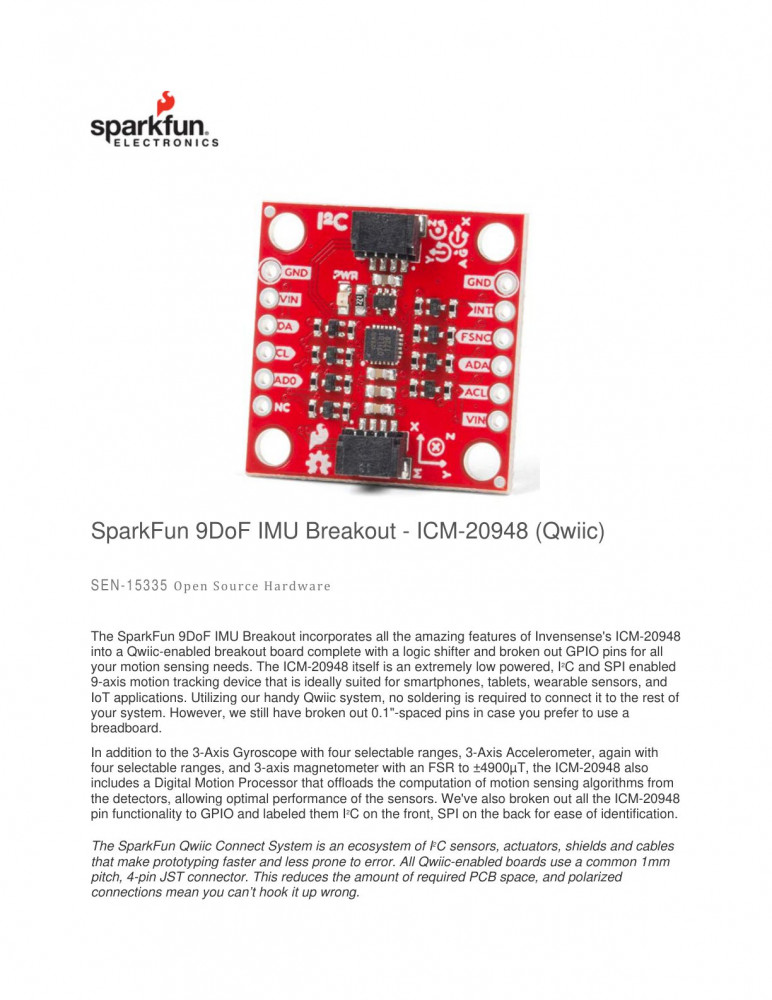 SEN-15335 product documentation image, page 1