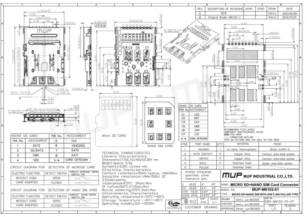 MUP M6102-01 technical drawing page