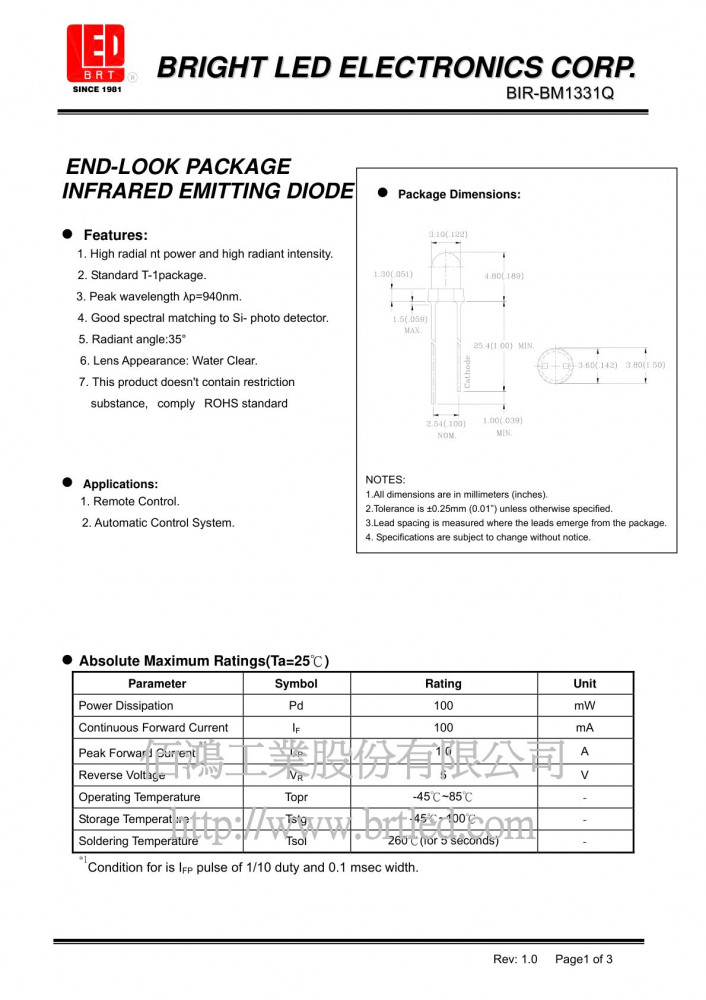 BIR-BM1331Q datasheet page 1
