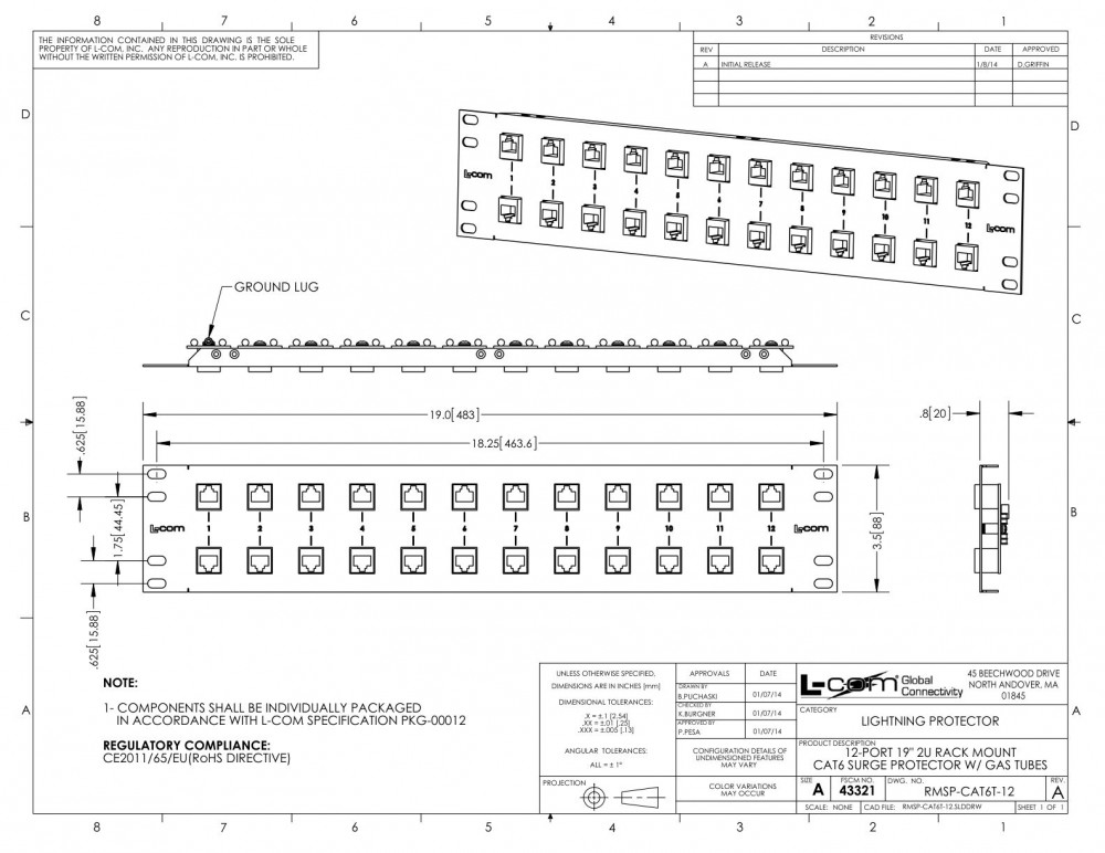 L-com RMSP-CAT6T-12 product document preview