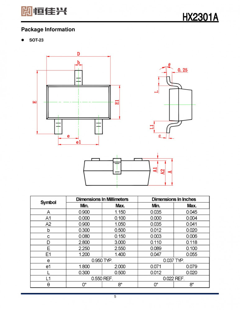 HX2301A datasheet page 5