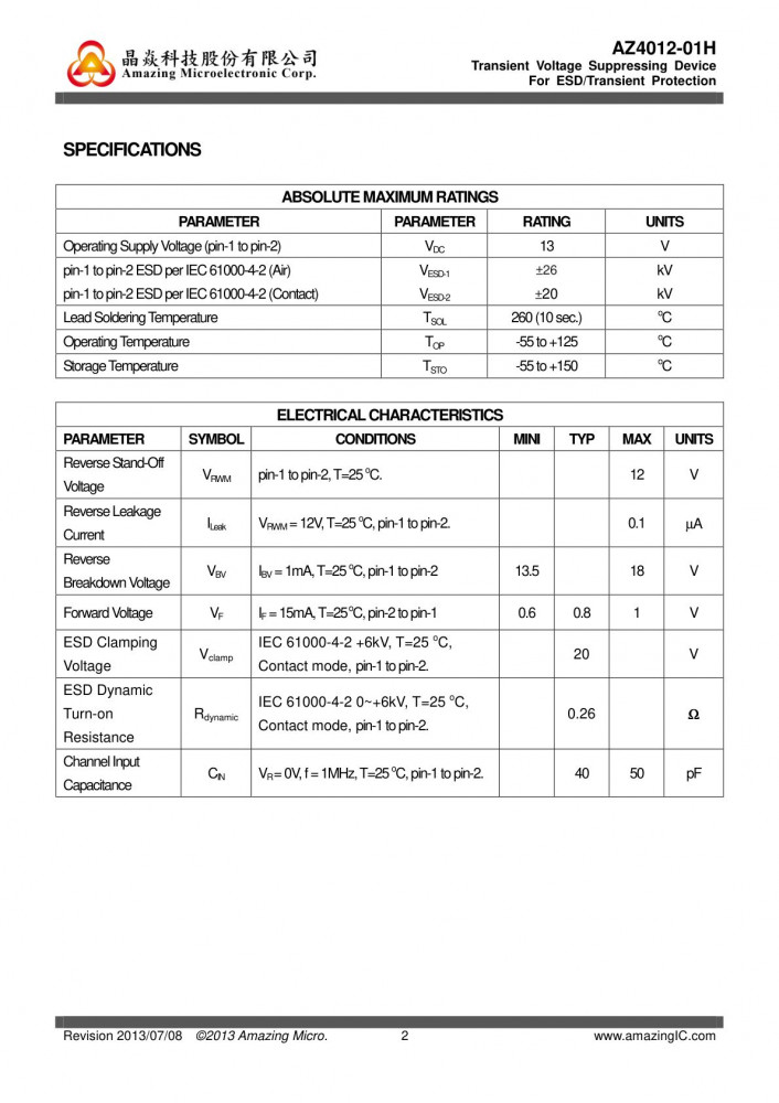 AZ4012-01H datasheet page 2