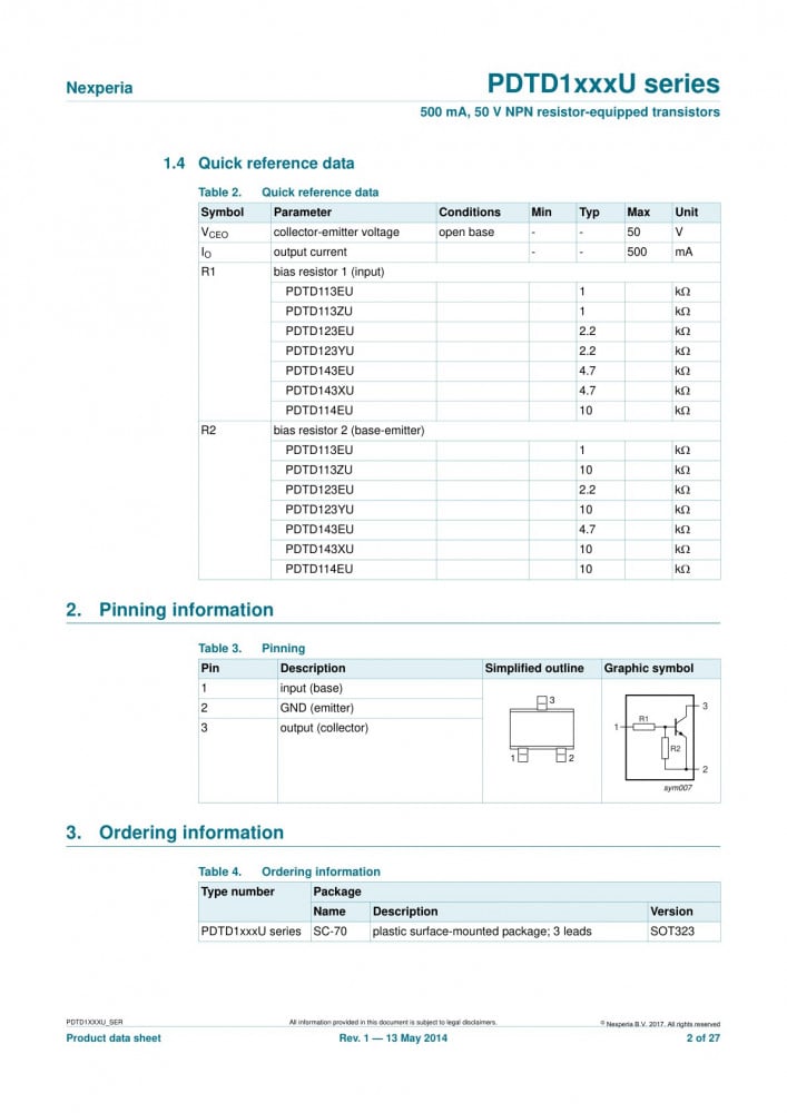 PDTD123EUX datasheet page 2