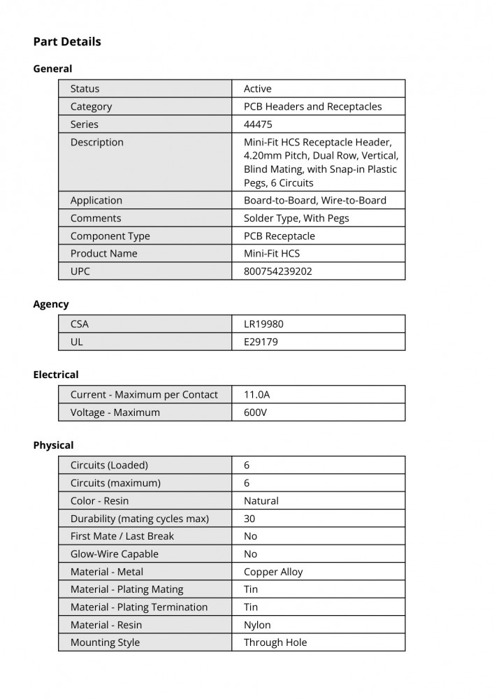 Technical document page 2 for MOLEX 444750611