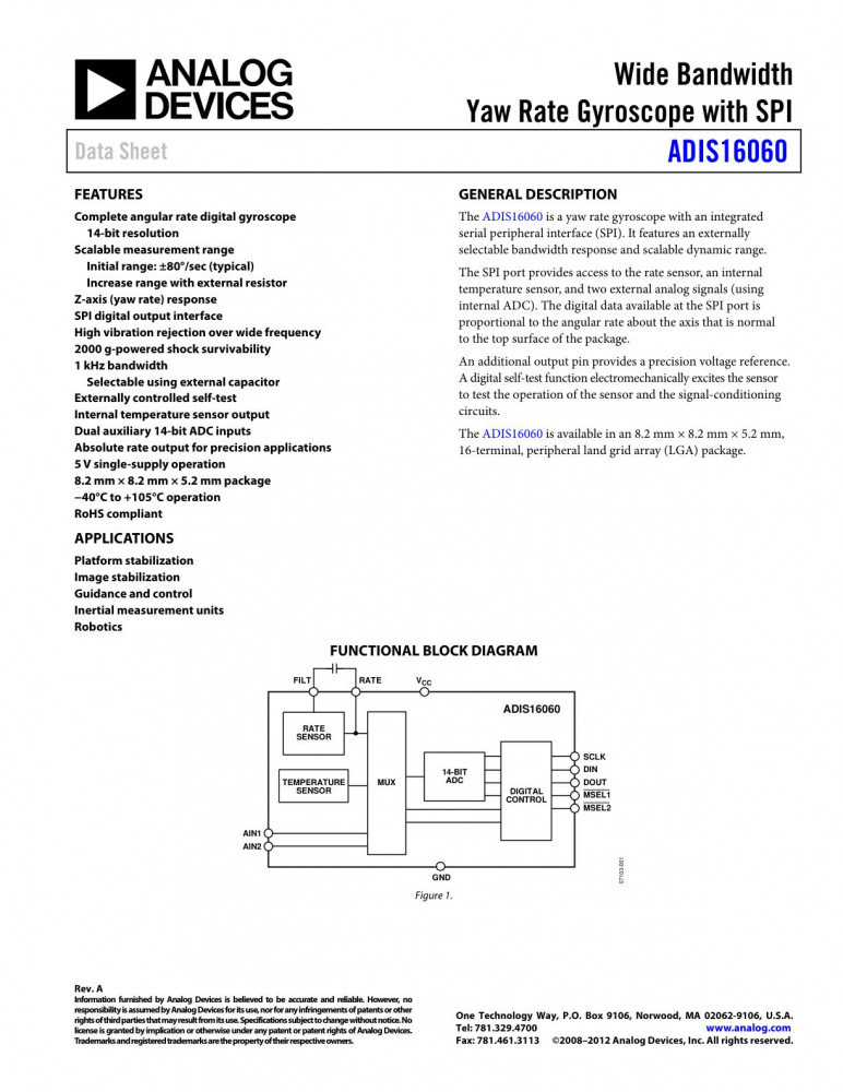 ADIS16060 datasheet page 1