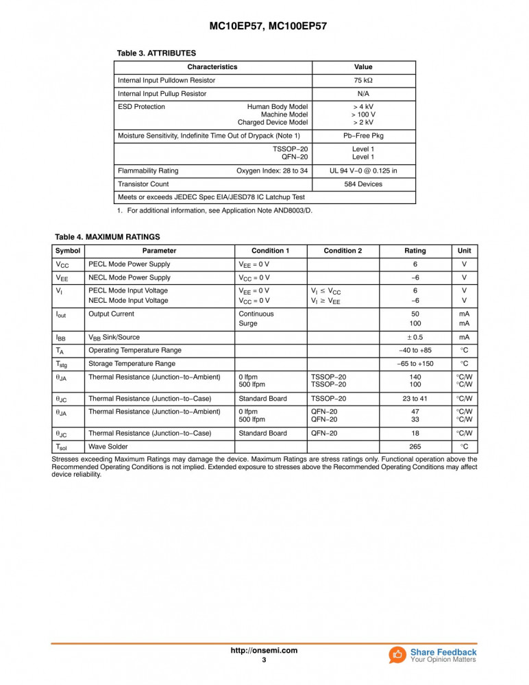 MC10EP57 datasheet page 3