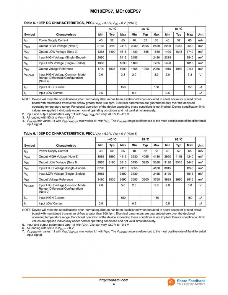 MC10EP57 datasheet page 4