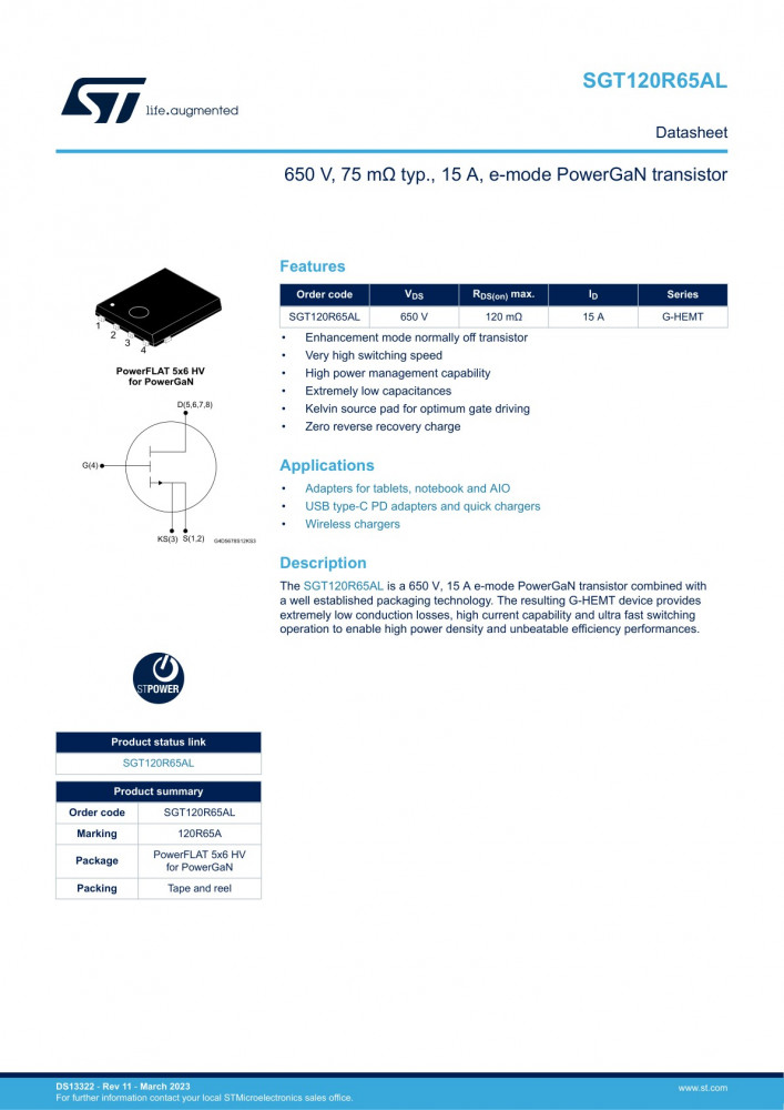 SGT120R65AL technical document page 1