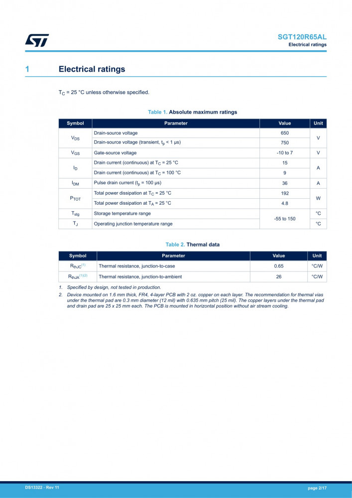 SGT120R65AL technical document page 2