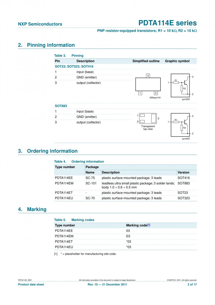 PDTA114ET technical document page 2