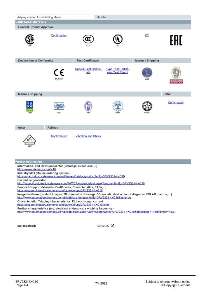 3RV23314XC10 datasheet page 4