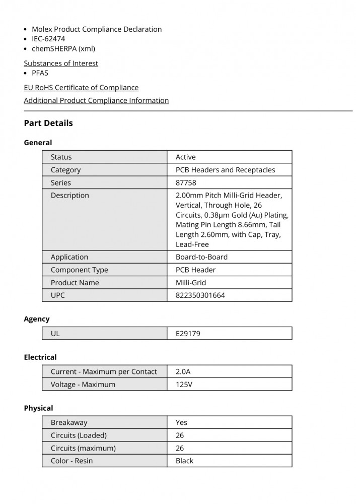 MOLEX 877582672 technical document preview page 2