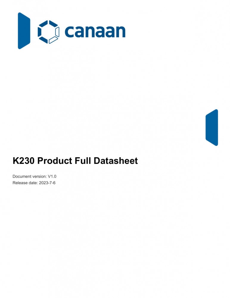 K230 datasheet page 1