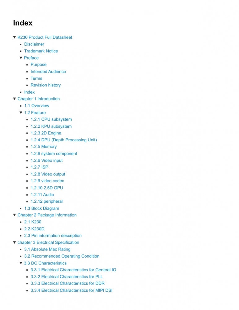 K230 datasheet page 4