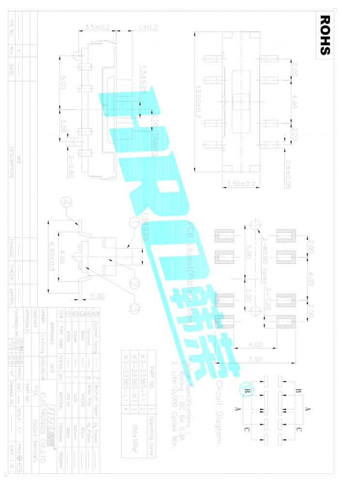 K3-2336S-F1 PCB layout pattern side reference