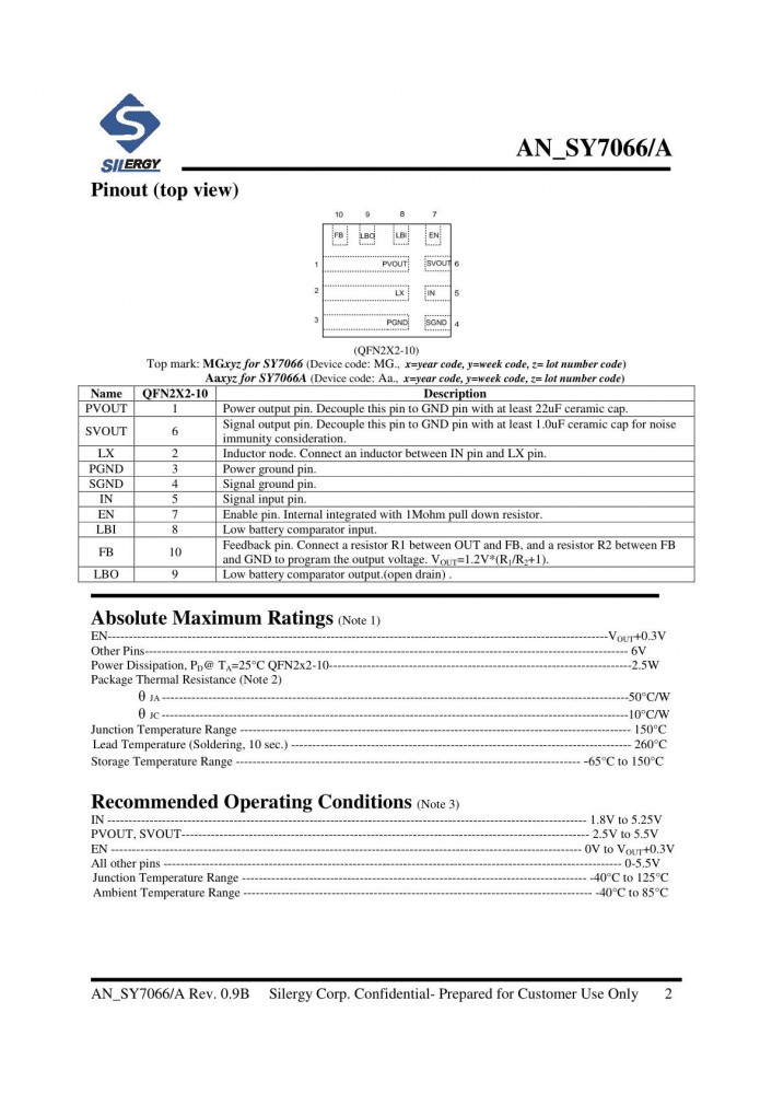 SY7066AQMC datasheet page 2