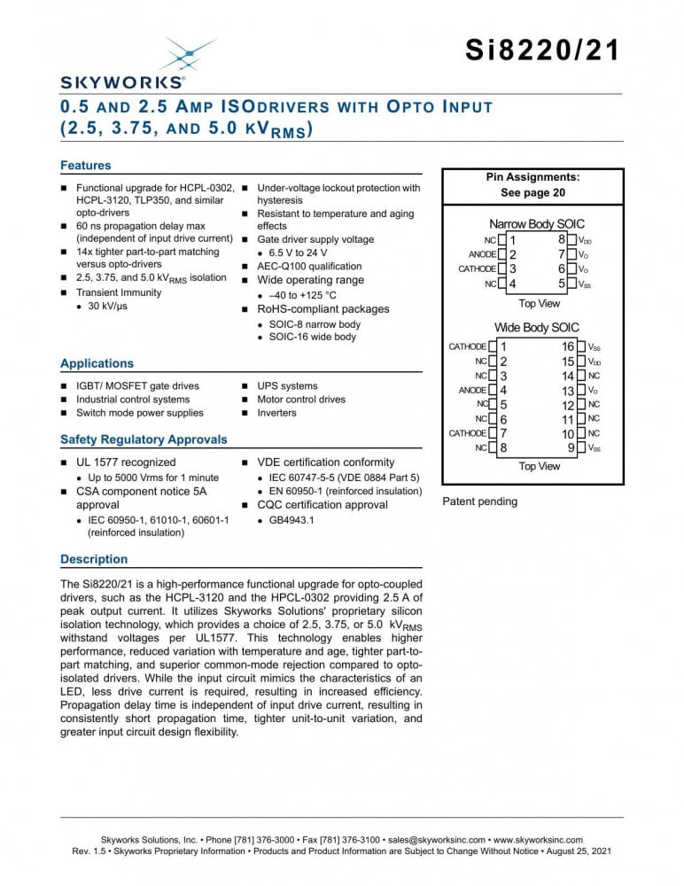 SI8220BB-D-ISR datasheet page 1